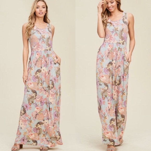 Dresses | New Emma Spring Garden Floral Side Pocket Maxi | Poshmark